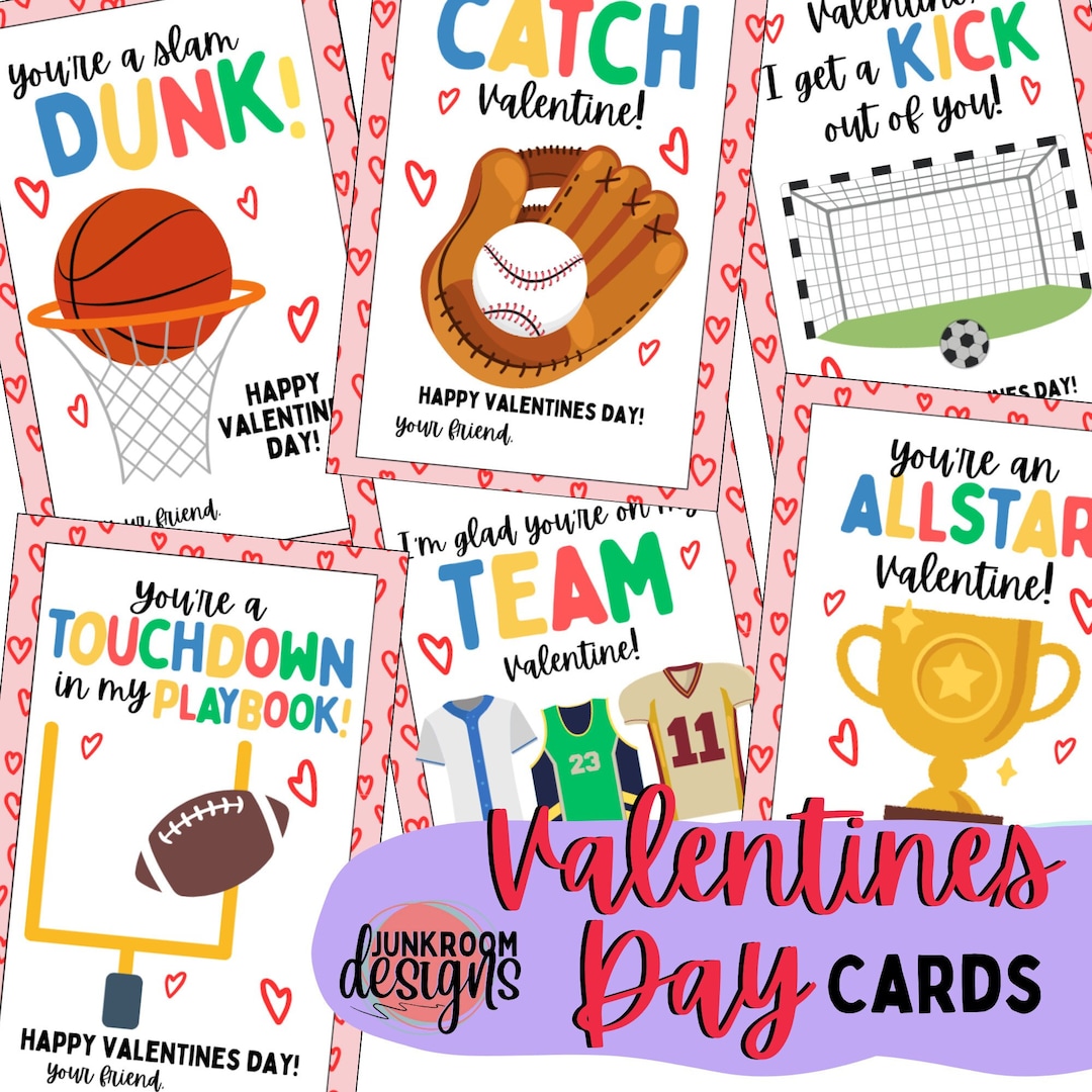 SPORTS Valentines Day Cards , Valentine Cards, Sports - Etsy