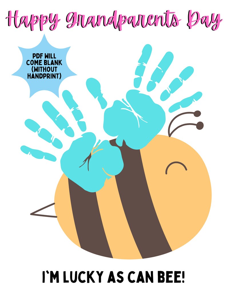 Grandparents Day Handprints, DIY Gift for Grandma, Bee, I'm Lucky as ...