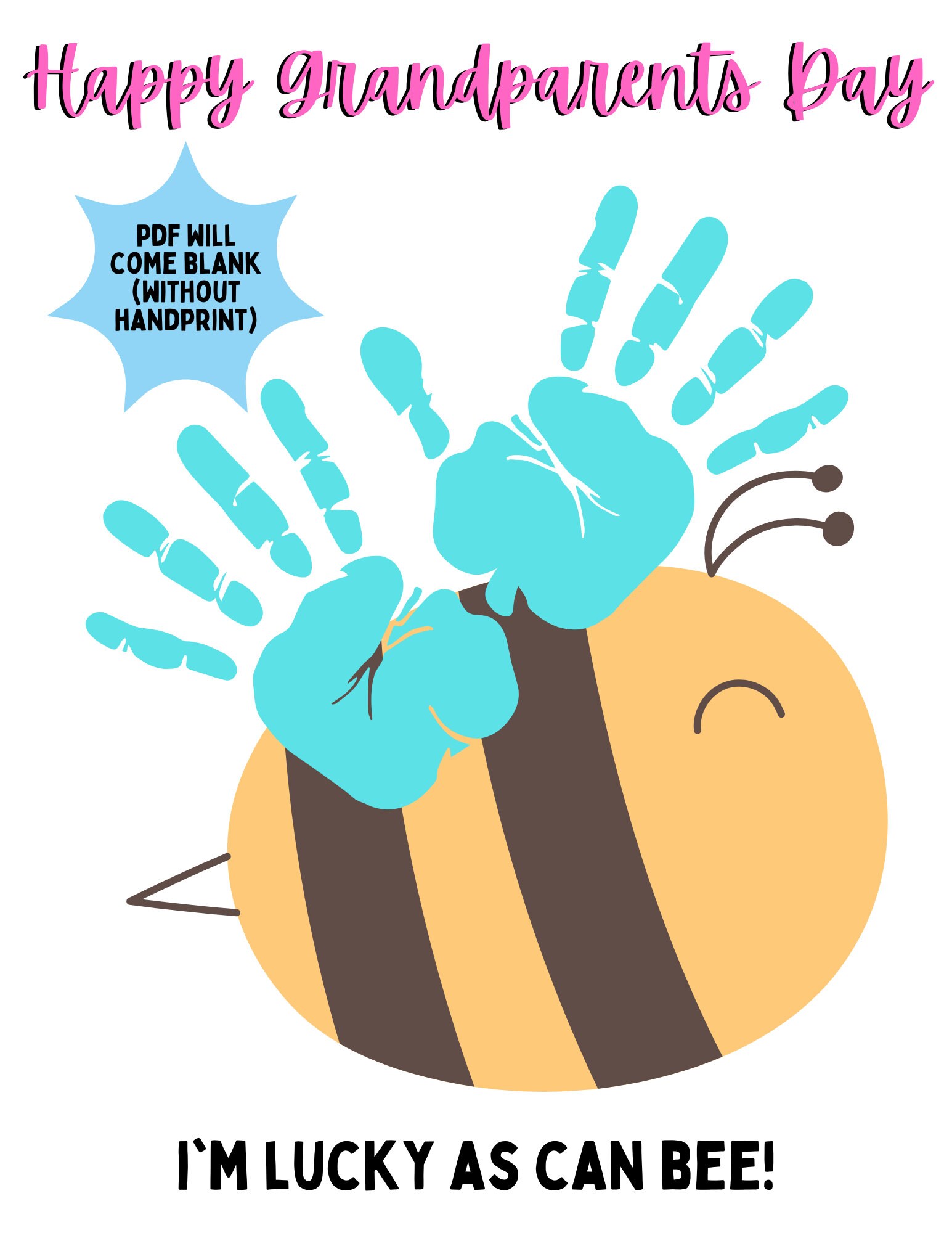 Grandparents Day Handprints, DIY Gift for Grandma, Bee, I'm Lucky as ...