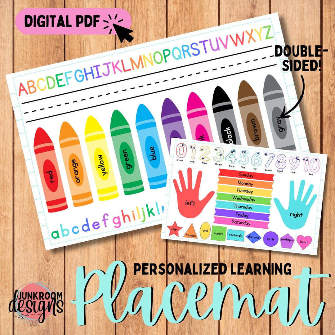 DIGITAL Learning Placemat, Preschool Placemat 11x17" VERSION - Etsy
