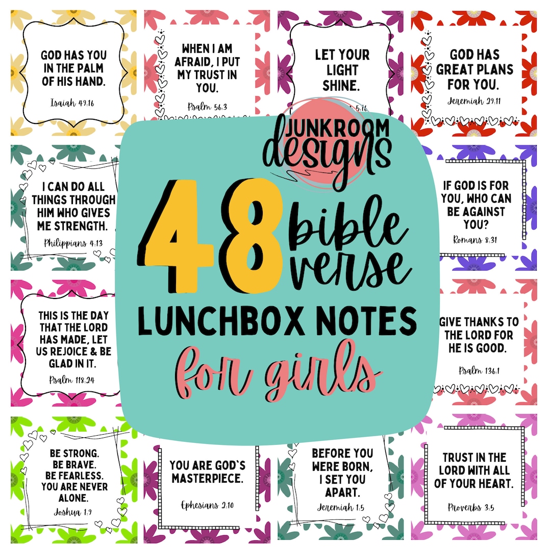 Bible Verse Lunchbox Notes for Kids, Girl Lunchbox Notes - Etsy
