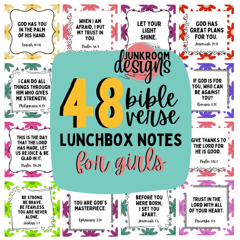 Bible Verse Lunchbox Notes for Kids, Girl Lunchbox Notes - Etsy