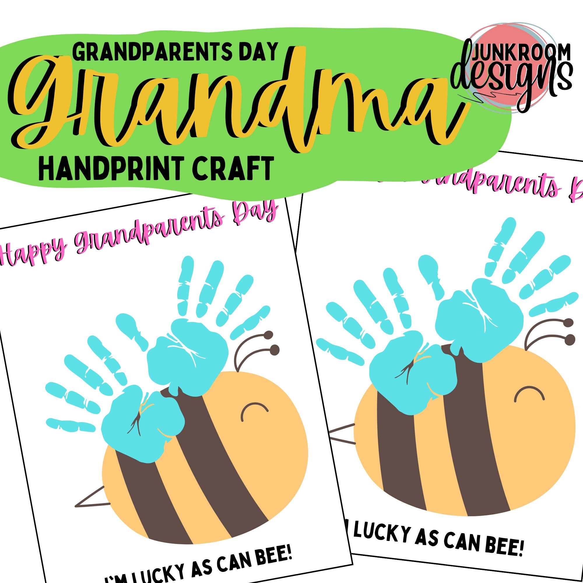 Grandparents Day Handprints, DIY Gift for Grandma, Bee, I'm Lucky as ...