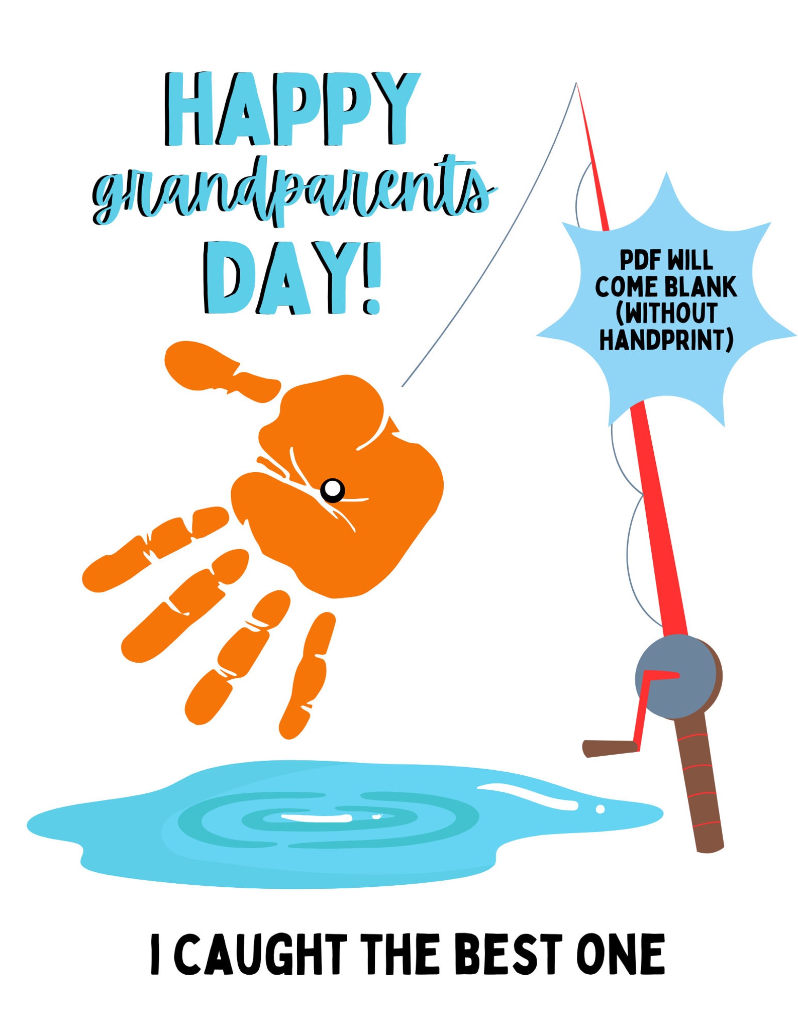 Grandparents Day Handprints DIY Gift for Grandpa Fishing I - Etsy