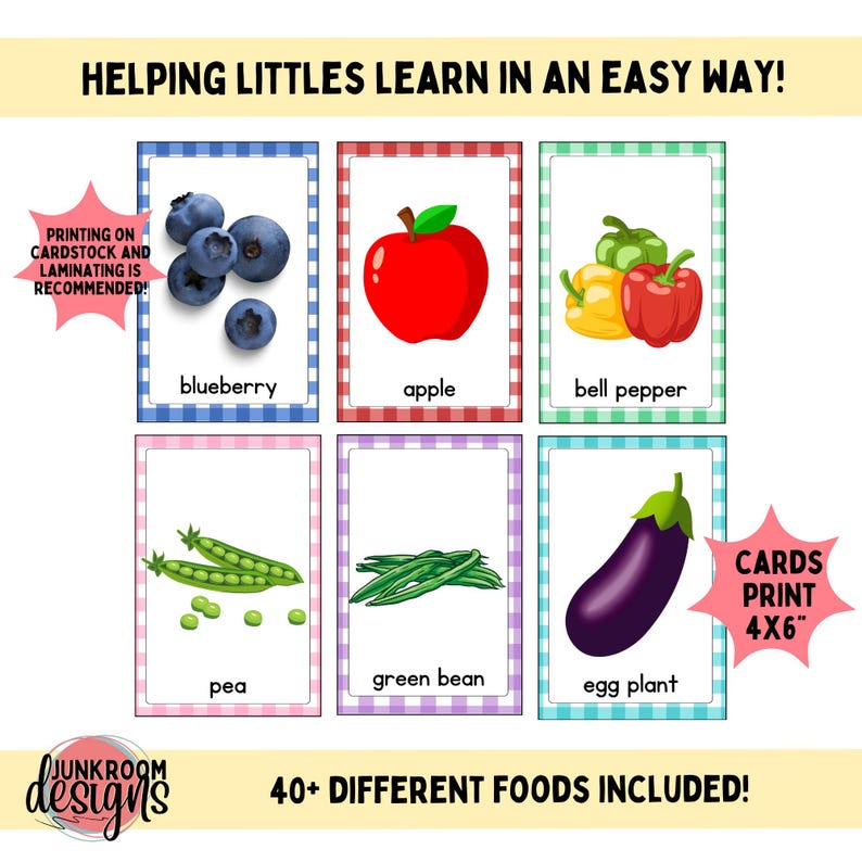 DIGITAL Food Flashcards, Flashcards for Kids, Homeschooling Flashcards ...