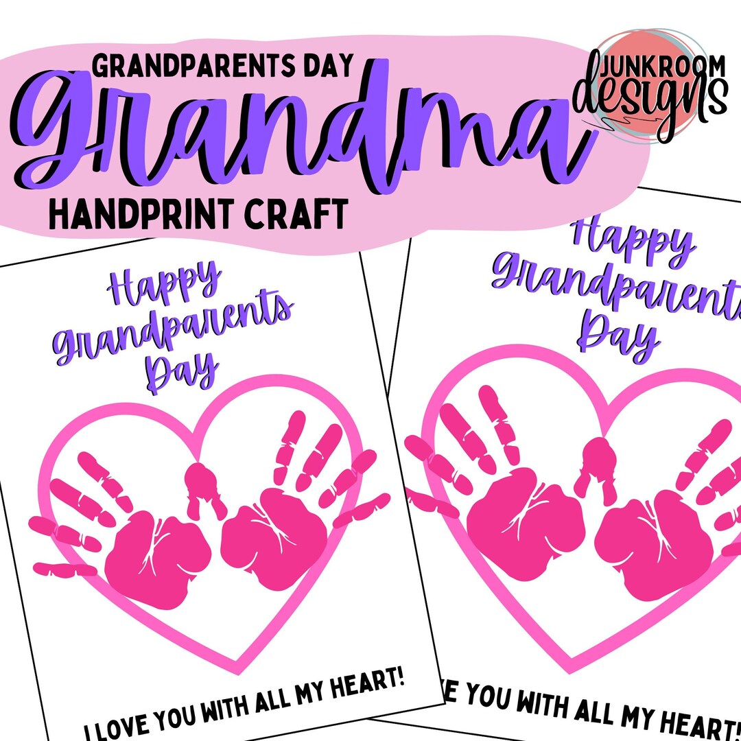 Grandparents Day Handprints, DIY Gift for Grandma, Heart, I Love You ...