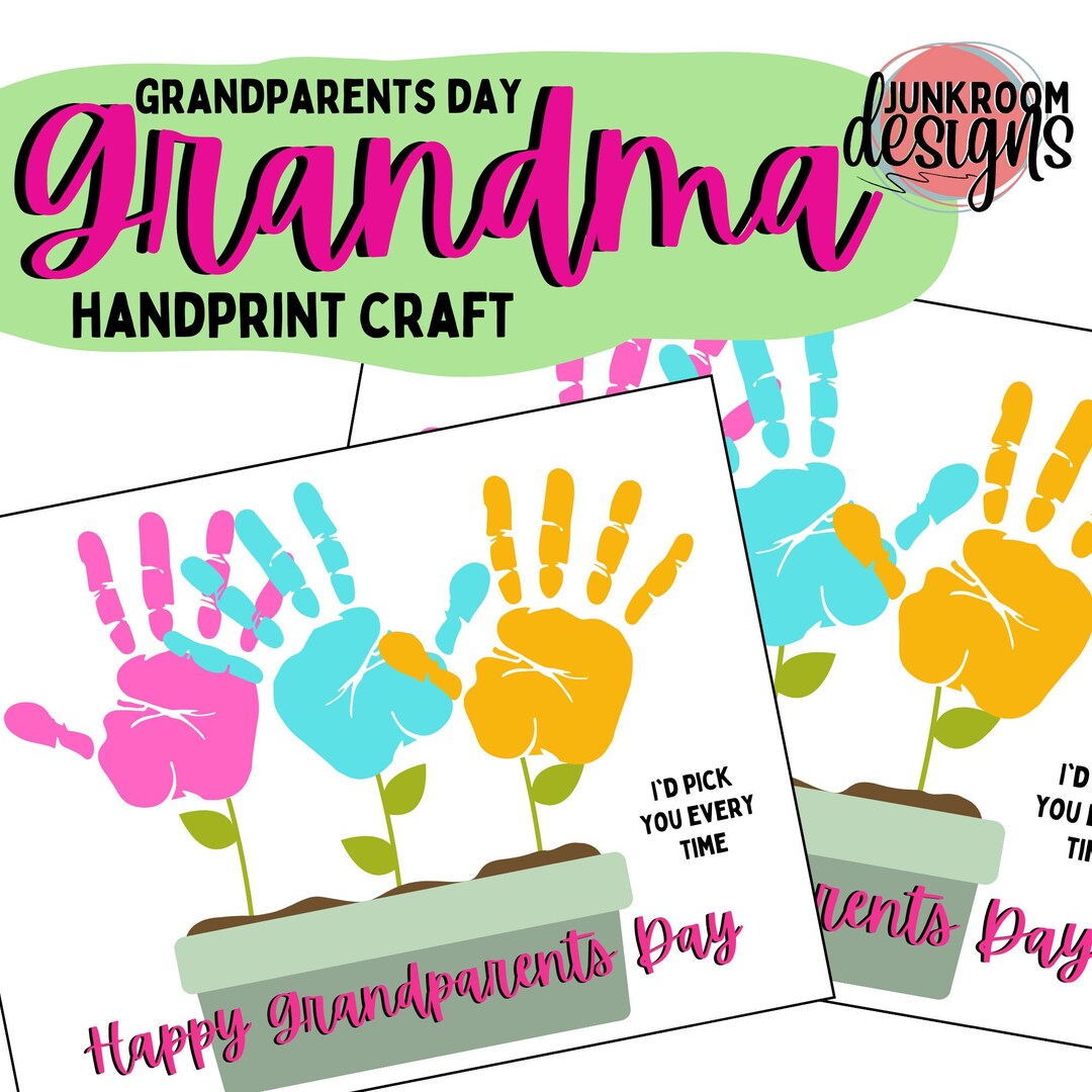 Grandparents Day Handprints, DIY Gift for Grandma, Ice Flower Pot, I'd ...