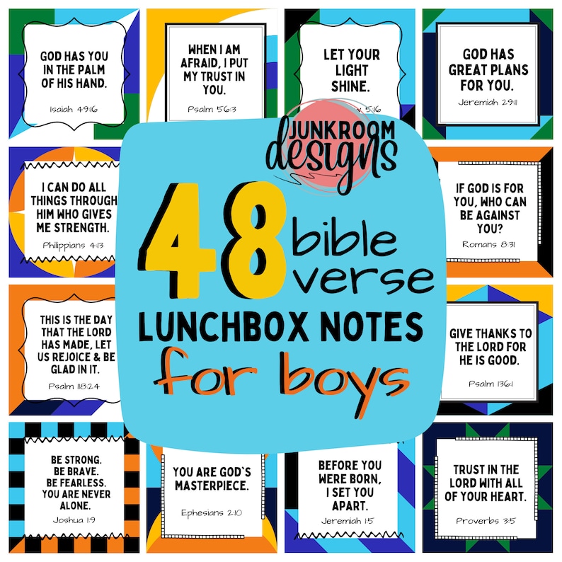 Bible Verse Lunchbox Notes for Kids, Boy Lunchbox Notes - Etsy