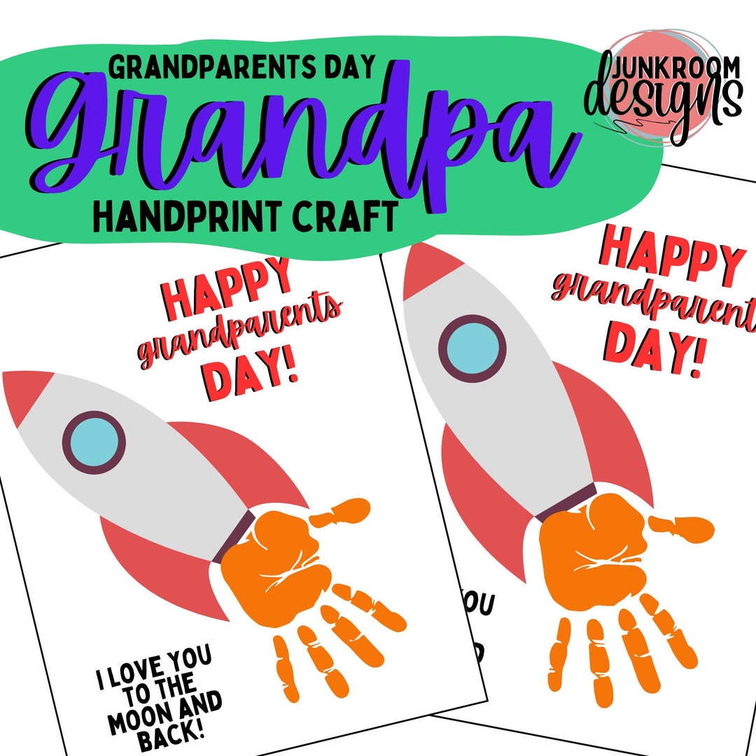Grandparents Day Handprints, DIY Gift for Grandpa, Rocket, I Love You ...