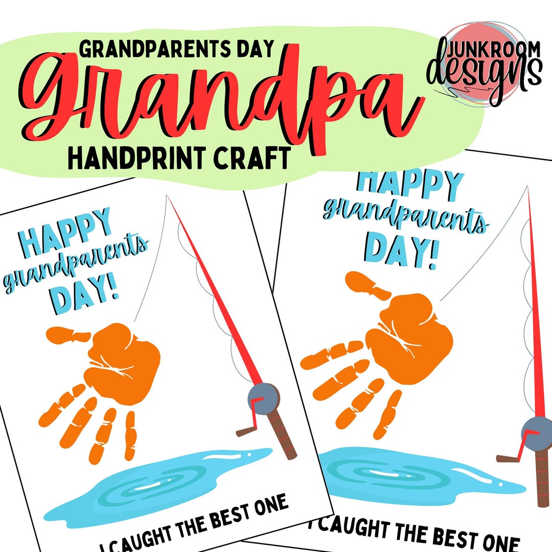 Grandparents Day Handprints, DIY Gift for Grandpa, Fishing, I Caught ...