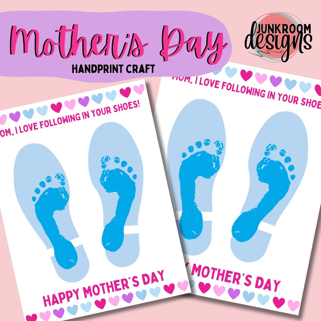 Mother's Day Handprints, DIY Gift for Mom, Follow in Your Shoes - Etsy