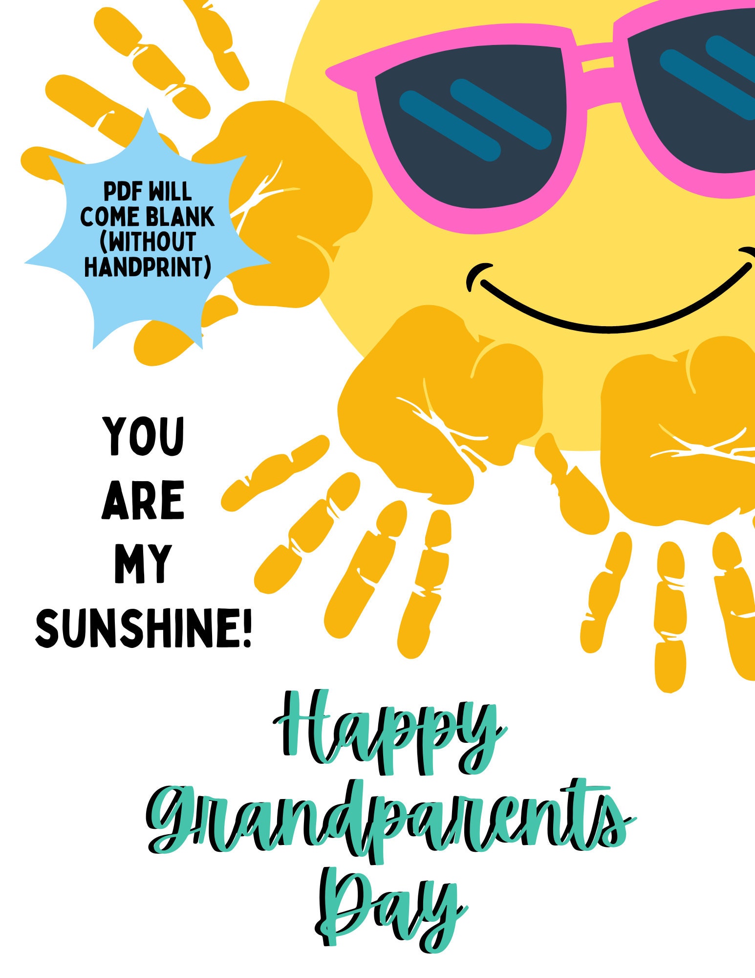 Grandparents Day Handprints, DIY Gift for Grandma, Sunshine, You Are My ...
