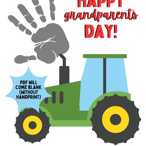 Grandparents Day Handprints, DIY Gift for Grandpa, Tractor, Farming ...