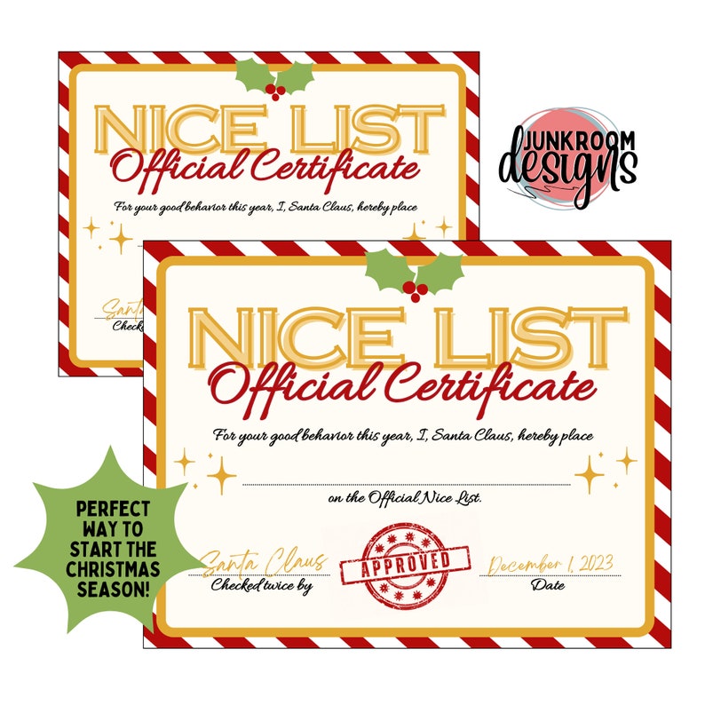Santa's Nice List Letter, Santa's Nice List Certificate - Etsy