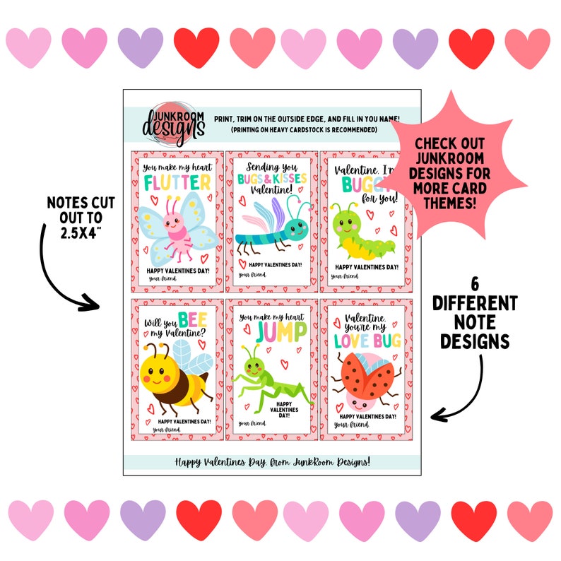 BUGS Valentines Day Cards , Valentine Cards, Bugs - Etsy