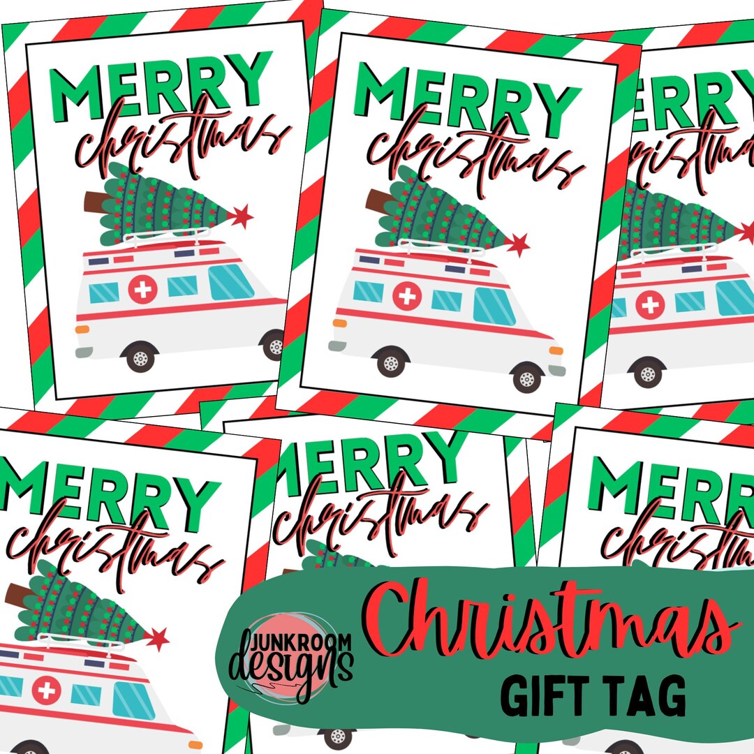Christmas Ambulance Gift Tag, Christmas Gift Tag - Etsy