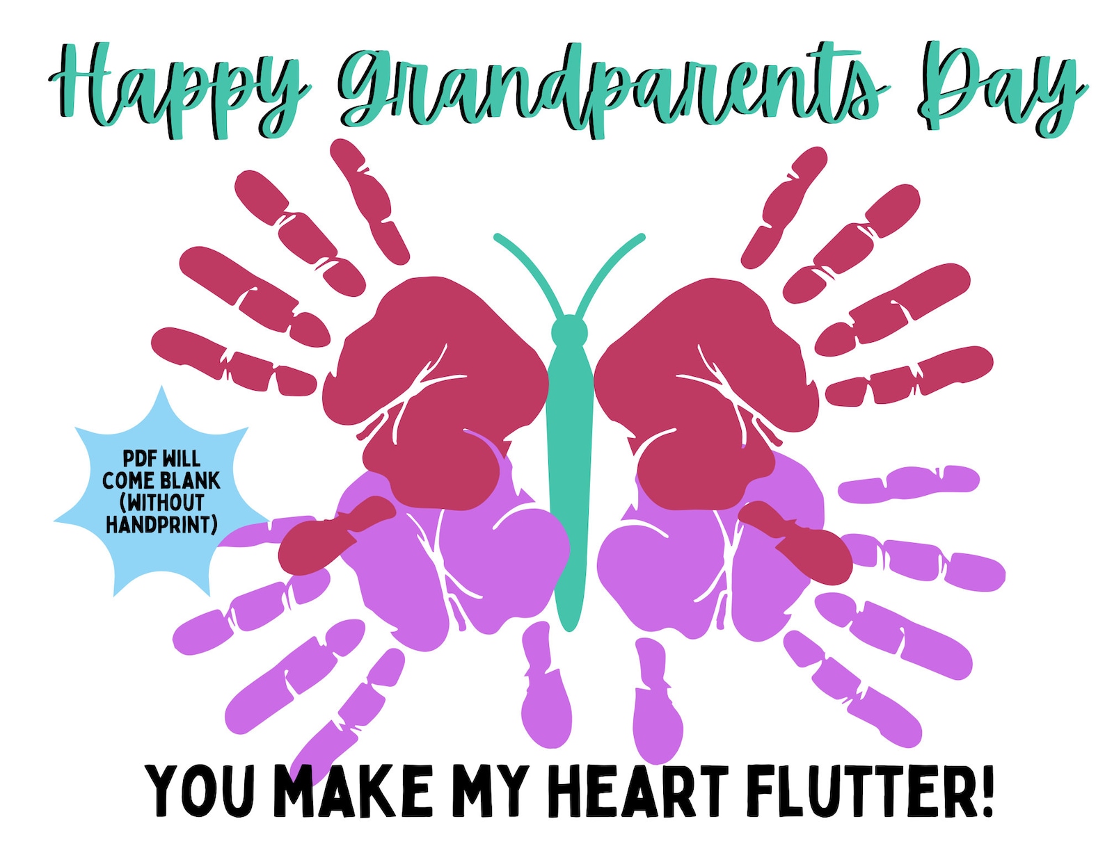 Grandparents Day Handprints, DIY Gift for Grandma, Butterfly, You Make ...