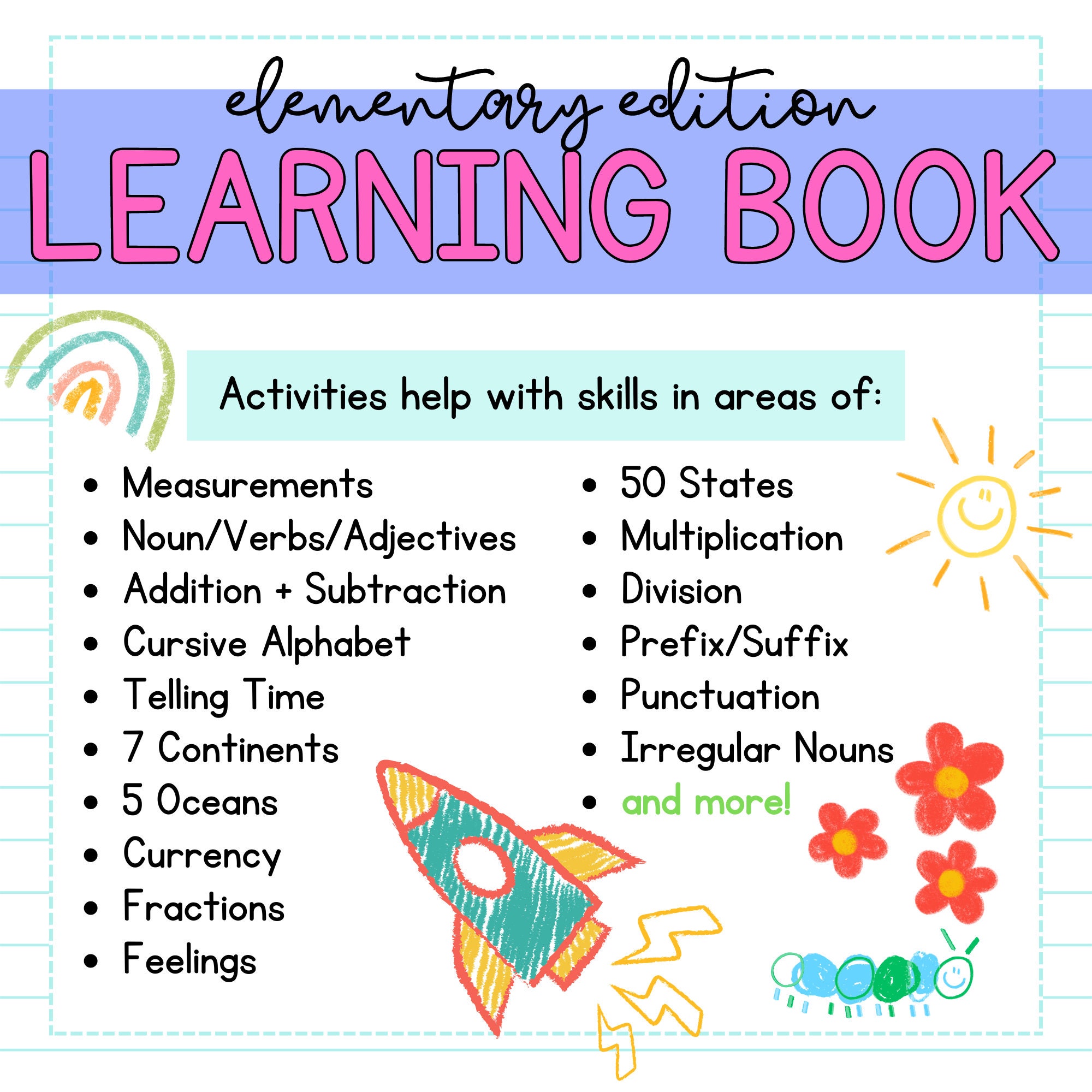 PERSONALIZED Elementary Busy Book, Elementary Learning Binder - Etsy