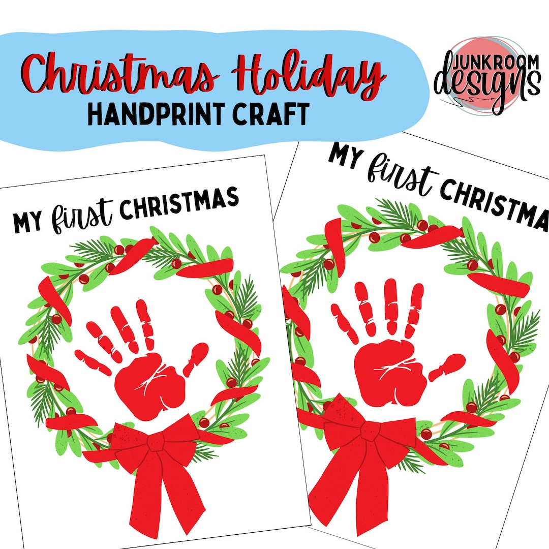 Christmas Holiday Handprints, Christmas Wreath Printable - Etsy