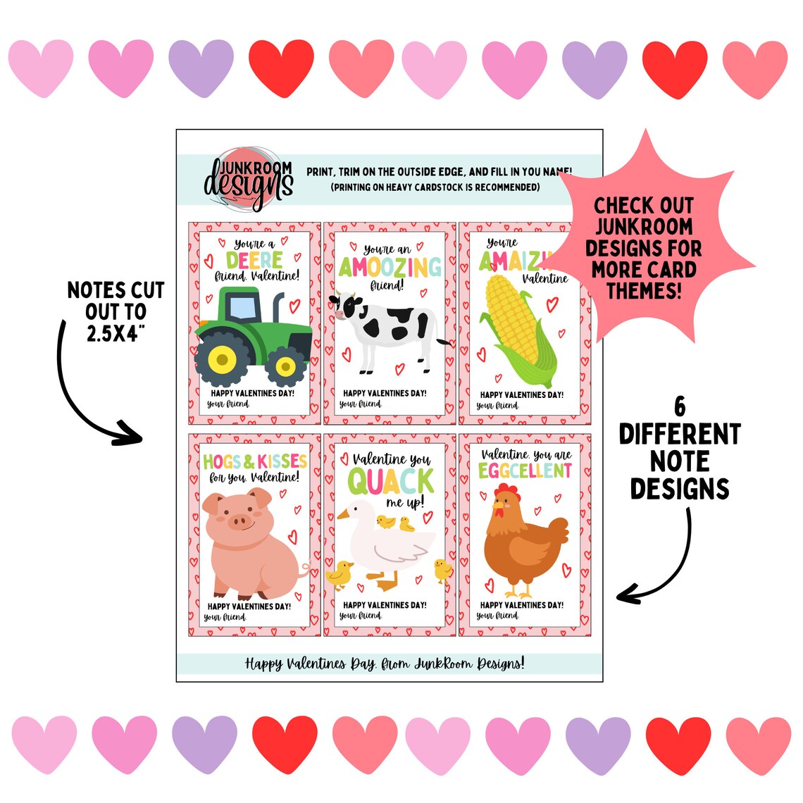 FARM Valentines Day Cards , Valentine Cards, Farm - Etsy