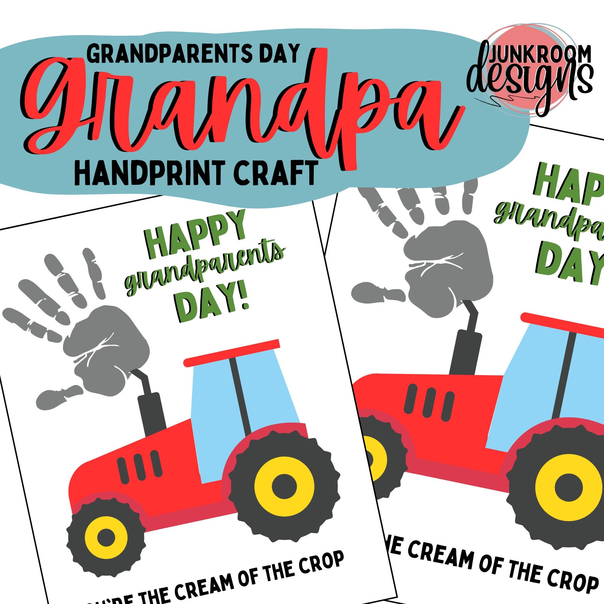 Grandparents Day Handprints, DIY Gift for Grandpa, Tractor, Farming ...