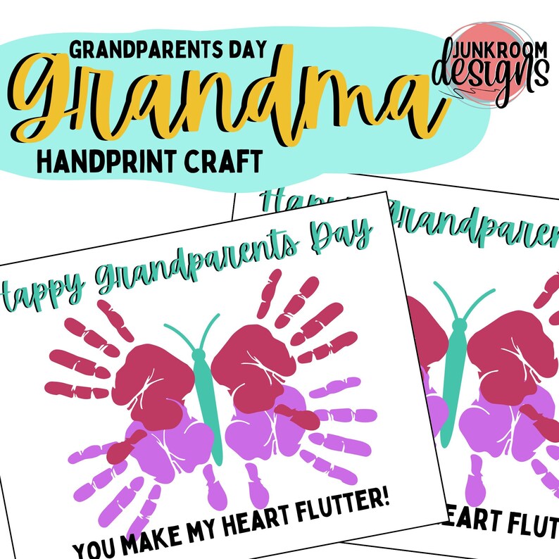 Grandparents Day Handprints, DIY Gift for Grandma, Butterfly, You Make ...