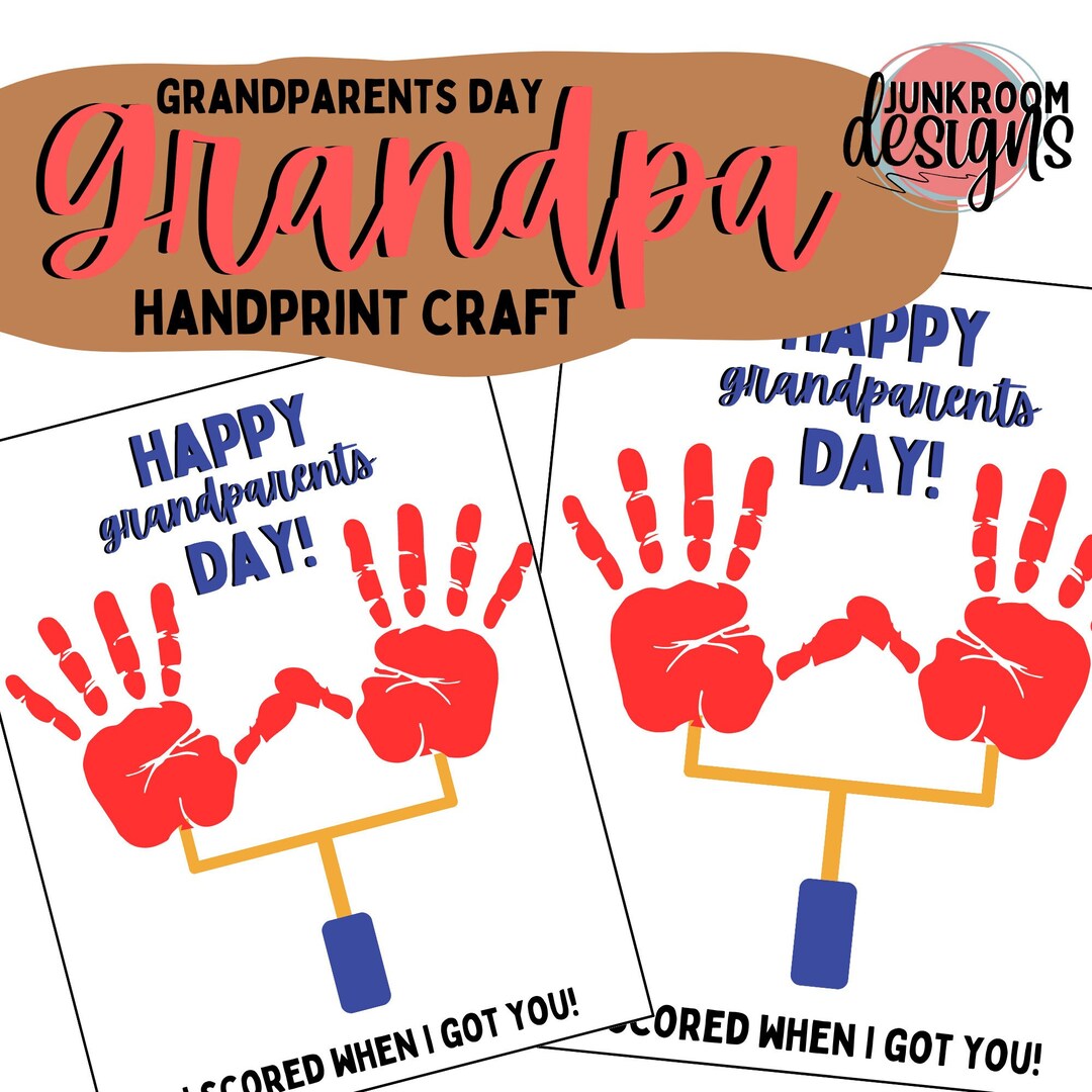 Grandparents Day Handprints, DIY Gift for Grandpa, Football, Touchdown ...