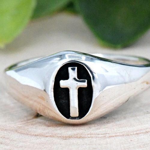 Cross Ring 925 Sterling Silver Holy Cross Signet Christian - Etsy