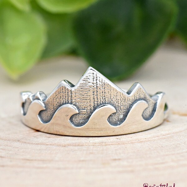 Ocean and Mountain Ring - Etsy
