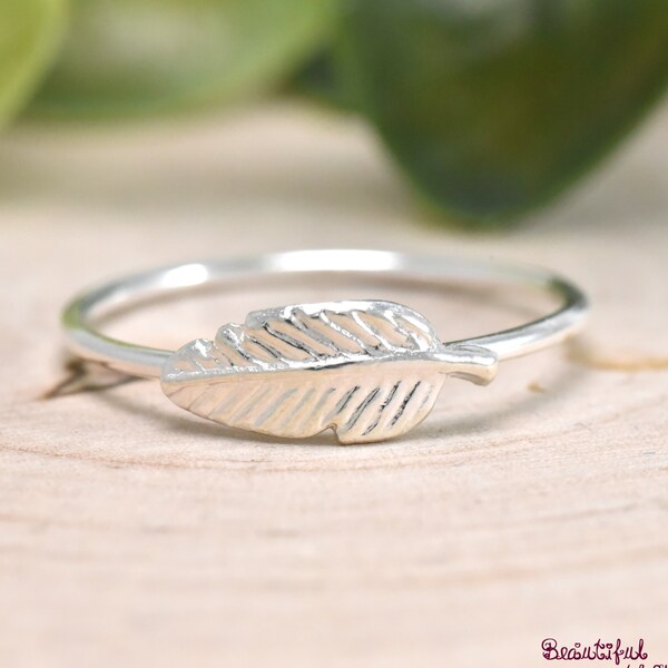 Sterling Silver Leaf Ring - Etsy