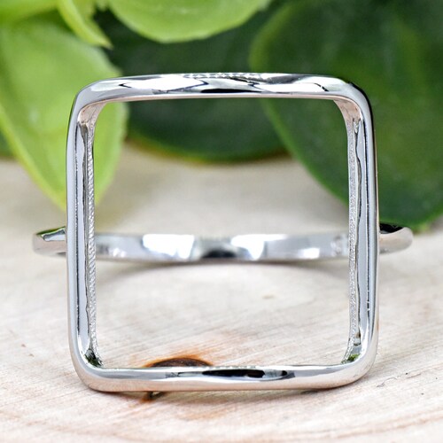 Square Ring 925 Sterling Silver Open Square Ring Silver - Etsy