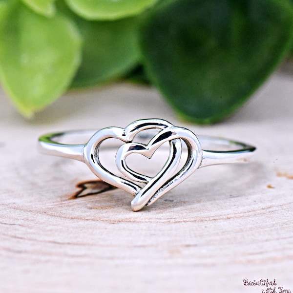 Double Heart Ring - Etsy