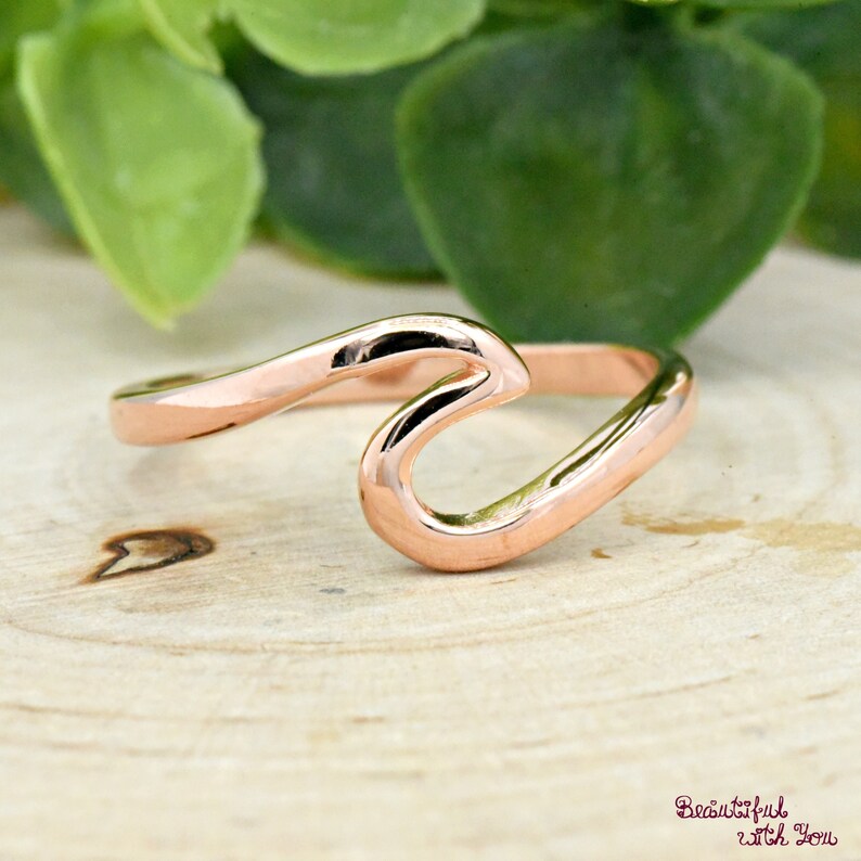 Rose Gold Wave Ring Sterling Silver Beach Jewelry Wave Ring - Etsy