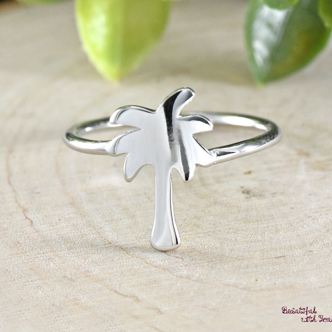 Palm Tree Ring, 925 Sterling Silver Everyday Womens Ring, Botanical ...