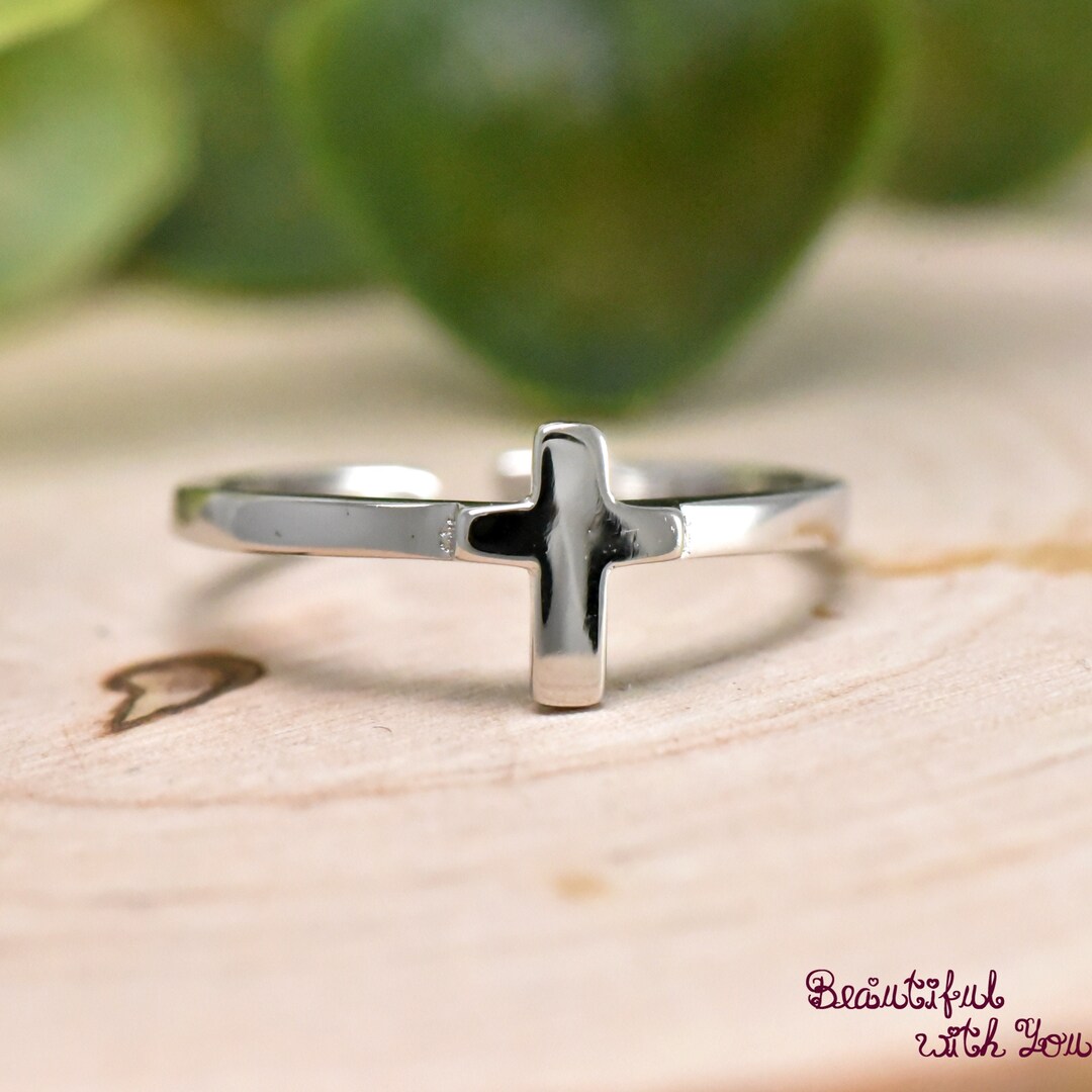 Cross Toe Ring, Vertical Cross Sterling Silver Toe Ring, Adjustable ...