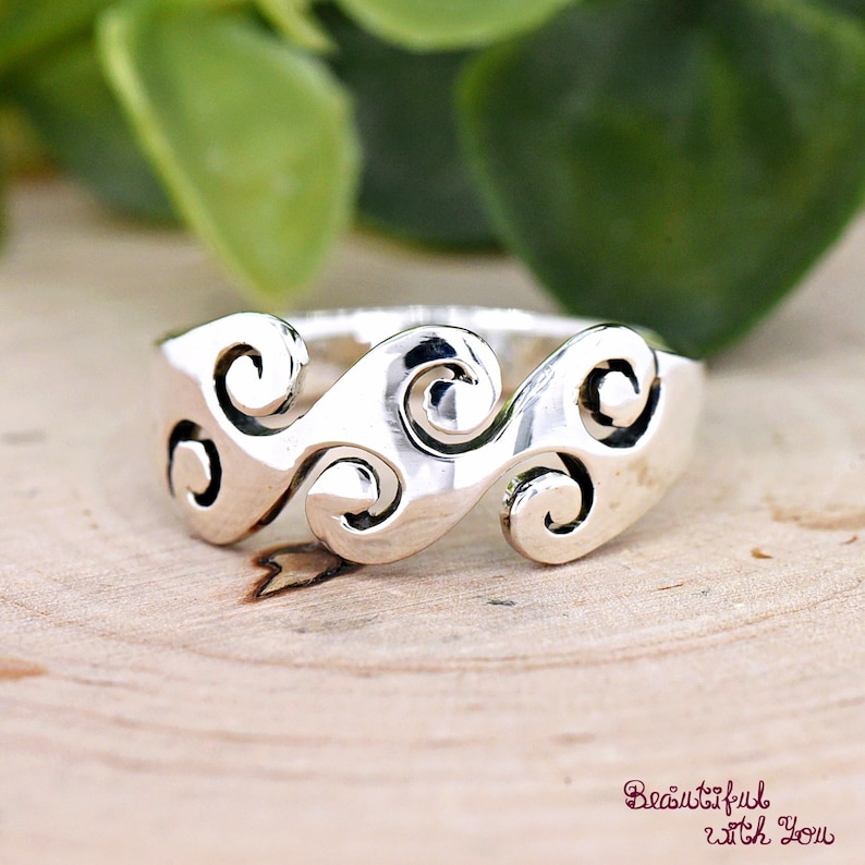 Sterling Silver Ocean Wave Ring: High Polish Summer Beach Jewelry - Etsy