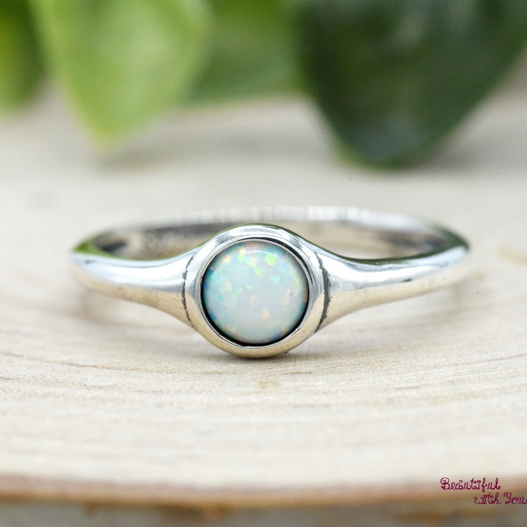 Opal Ring, Womens Opal Silver Ring, Simple Minimalist Silver Opal Ring ...