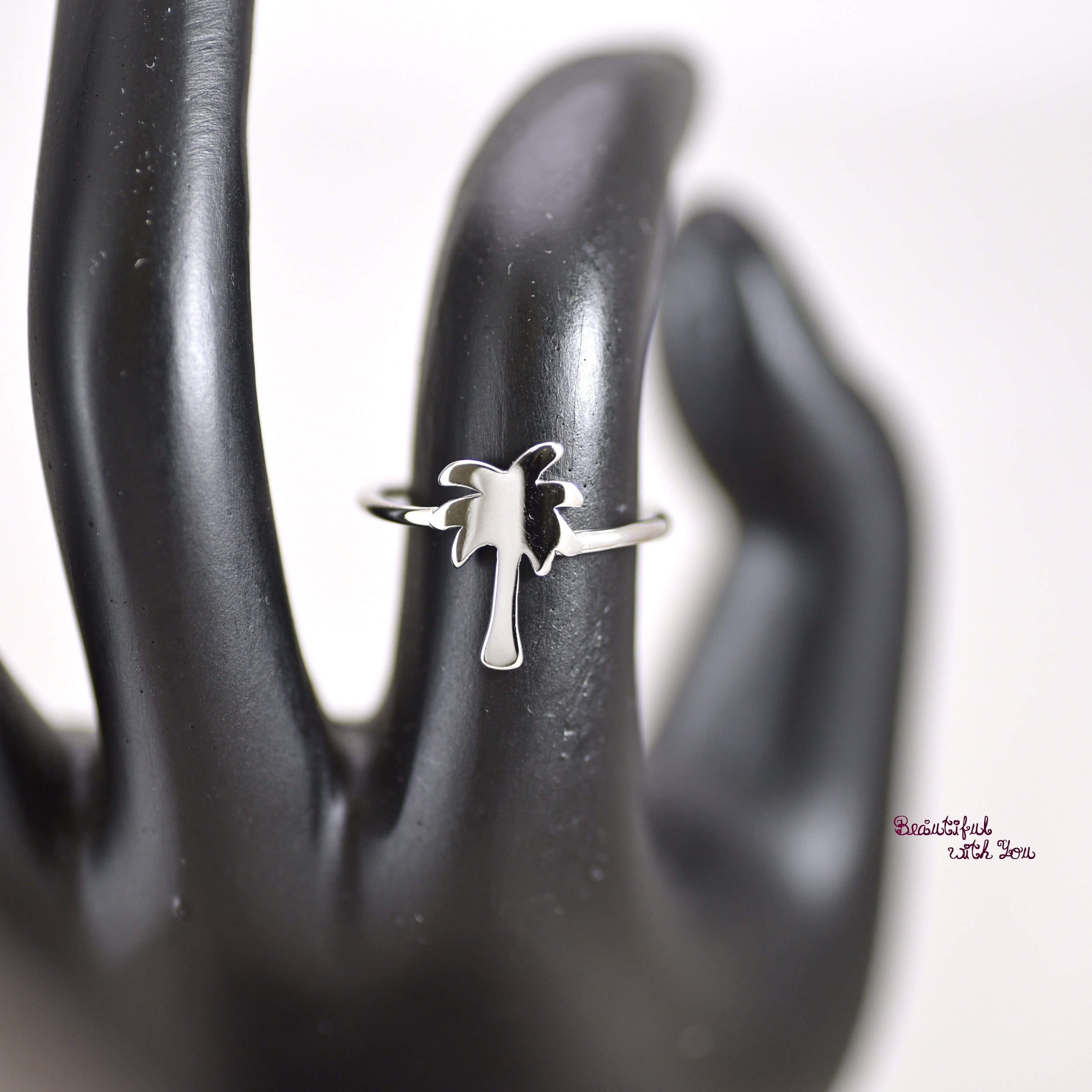 Palm Tree Ring, 925 Sterling Silver Everyday Womens Ring, Botanical ...