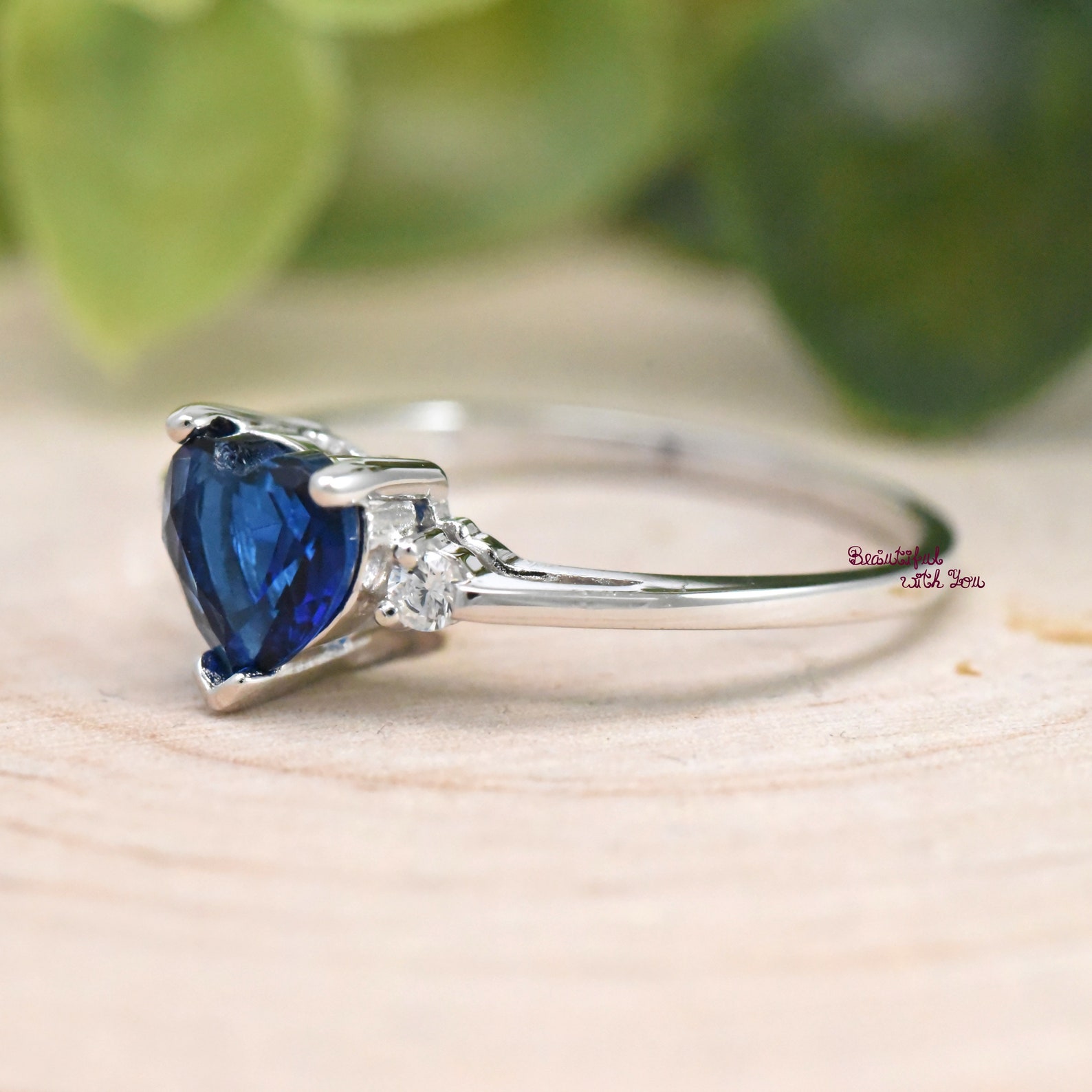 September Birthstone Ring Simulated Blue Sapphire Cubic - Etsy