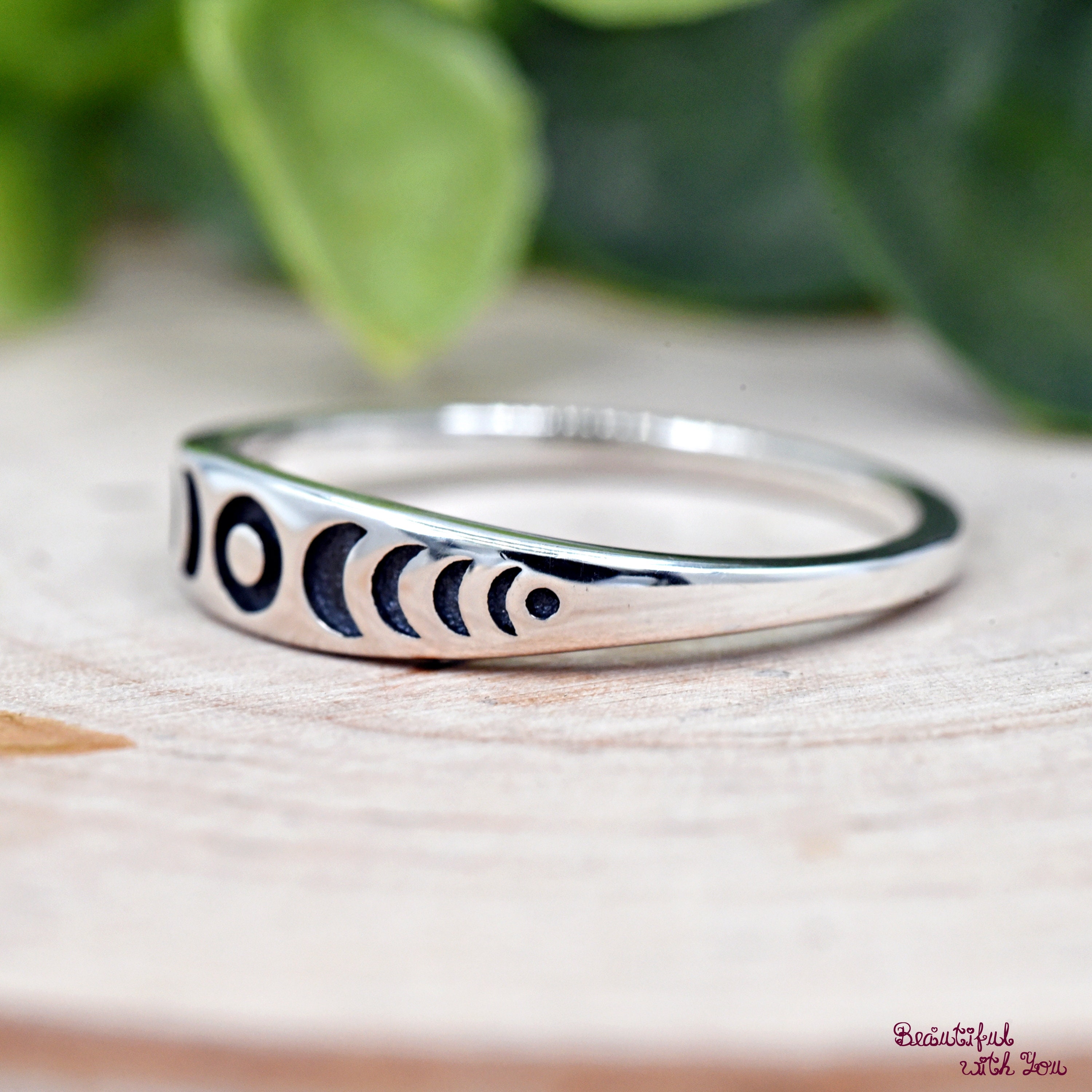 4mm Signet Style Phases of the Moon Engraved Ring Unique Moon - Etsy