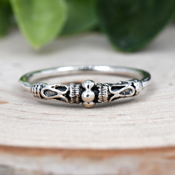 Small Dainty Balinese Style Ring Oxidized 925 Sterling Silver - Etsy