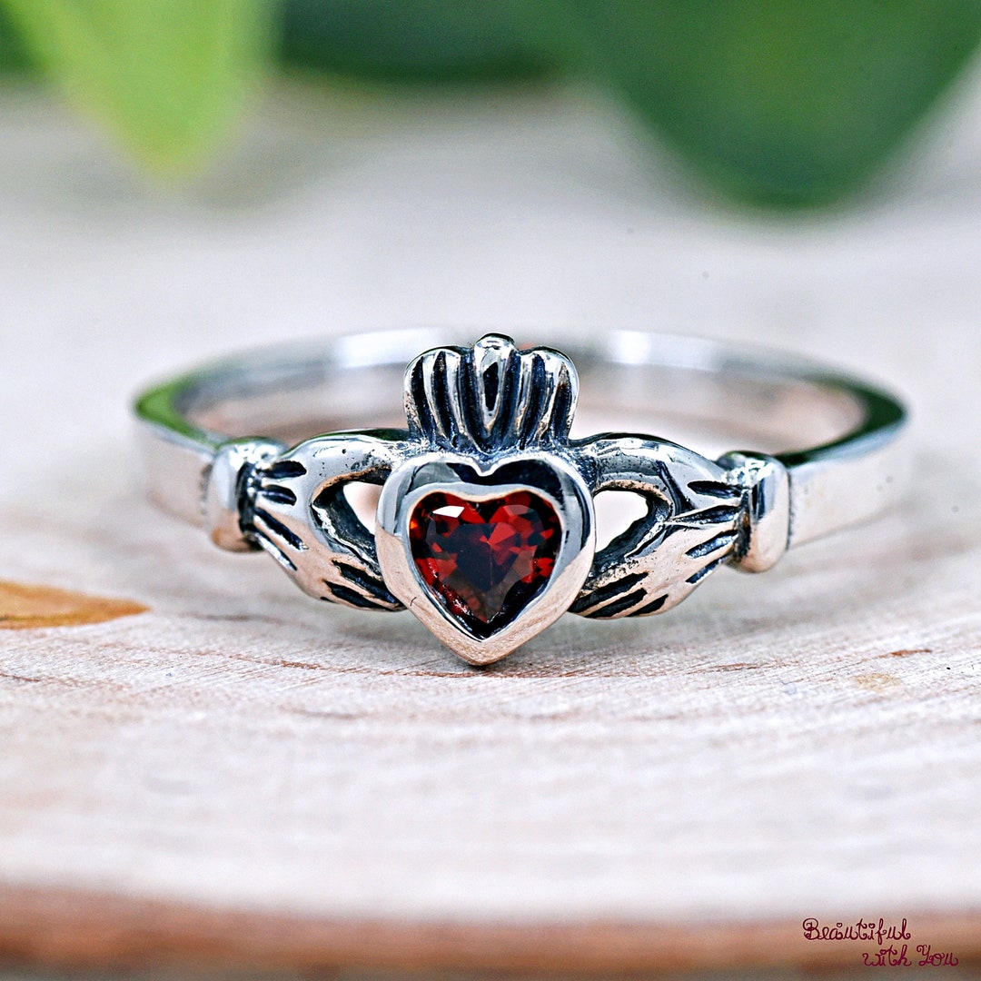 Dainty Kids Baby Girls Celtic Claddagh Ring, Heart CZ Bezel Set ...