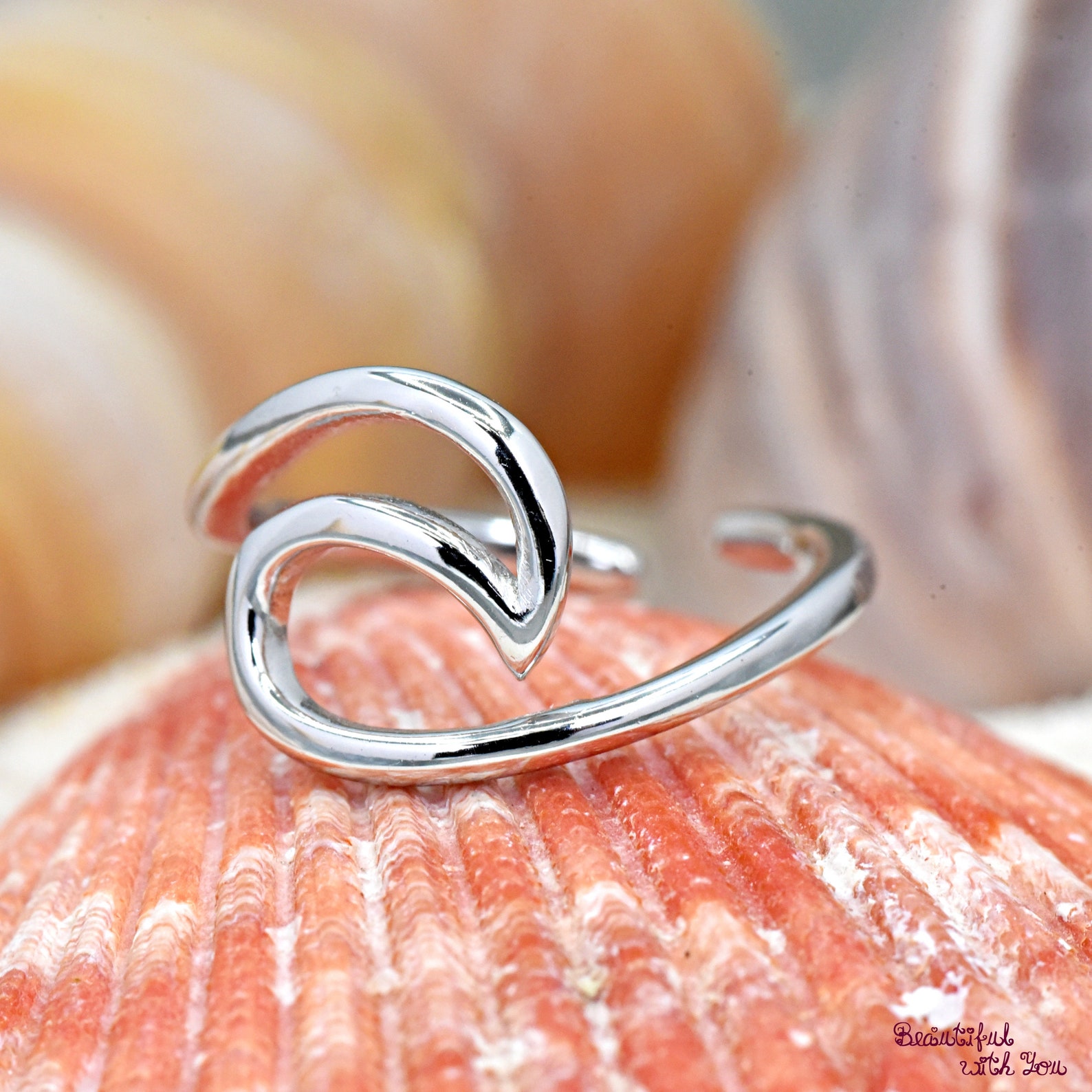 Wave Toe Ring, Womens Toe Ring, Adjustable Flexible Open Toe Ring, Wave ...