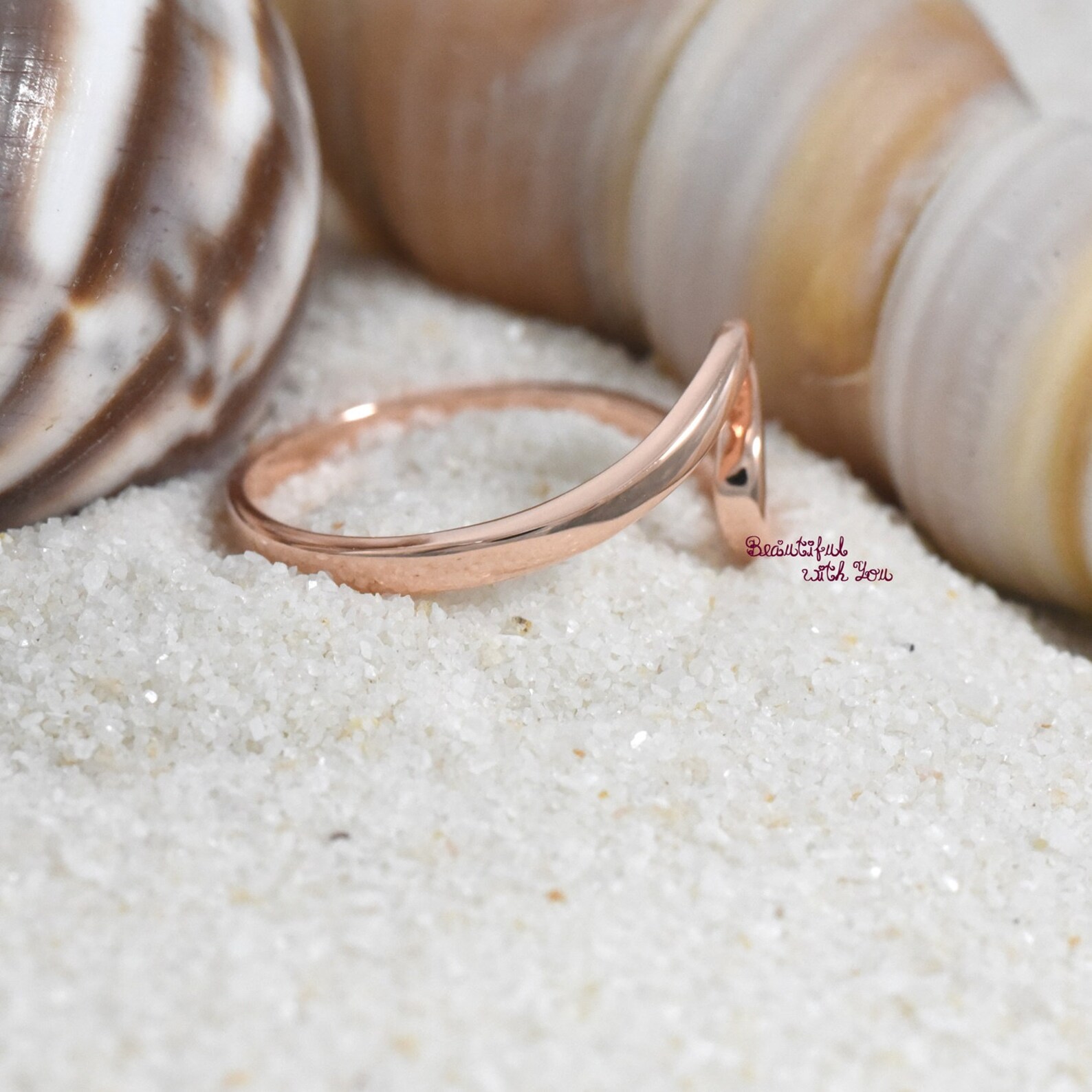 Rose Gold Wave Ring Sterling Silver Beach Jewelry Wave Ring | Etsy