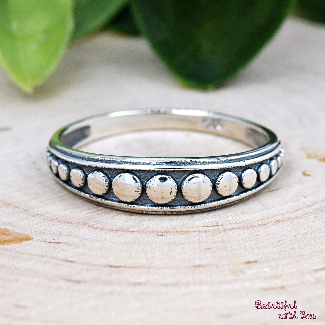 Vintage Sterling Silver Small to Big Round Dot Pattern Bali Style Ring ...