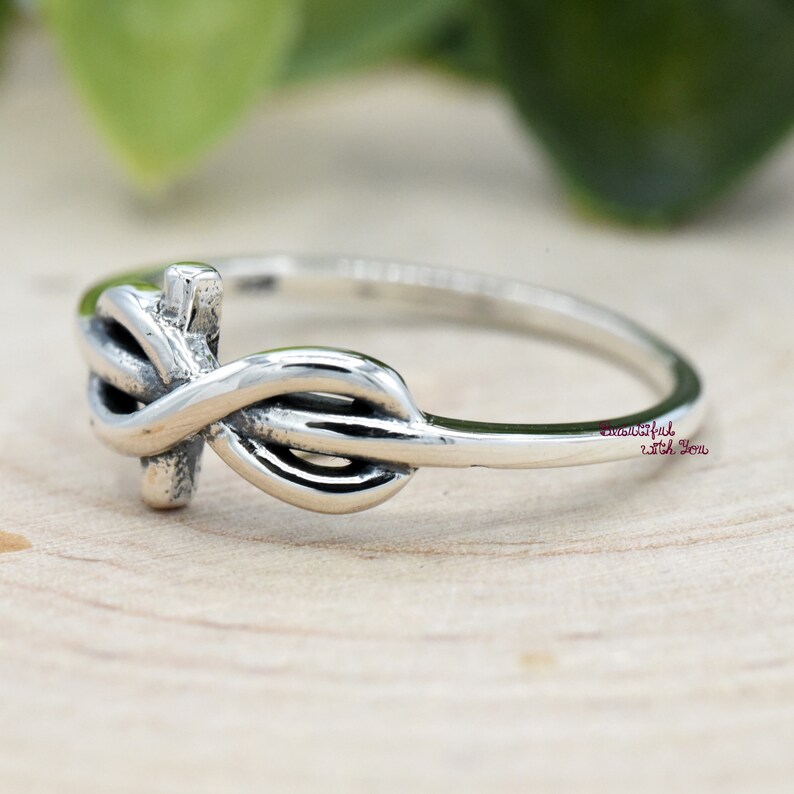 Infinity Sideways Cross Ring Solid 925 Sterling Silver Cross | Etsy