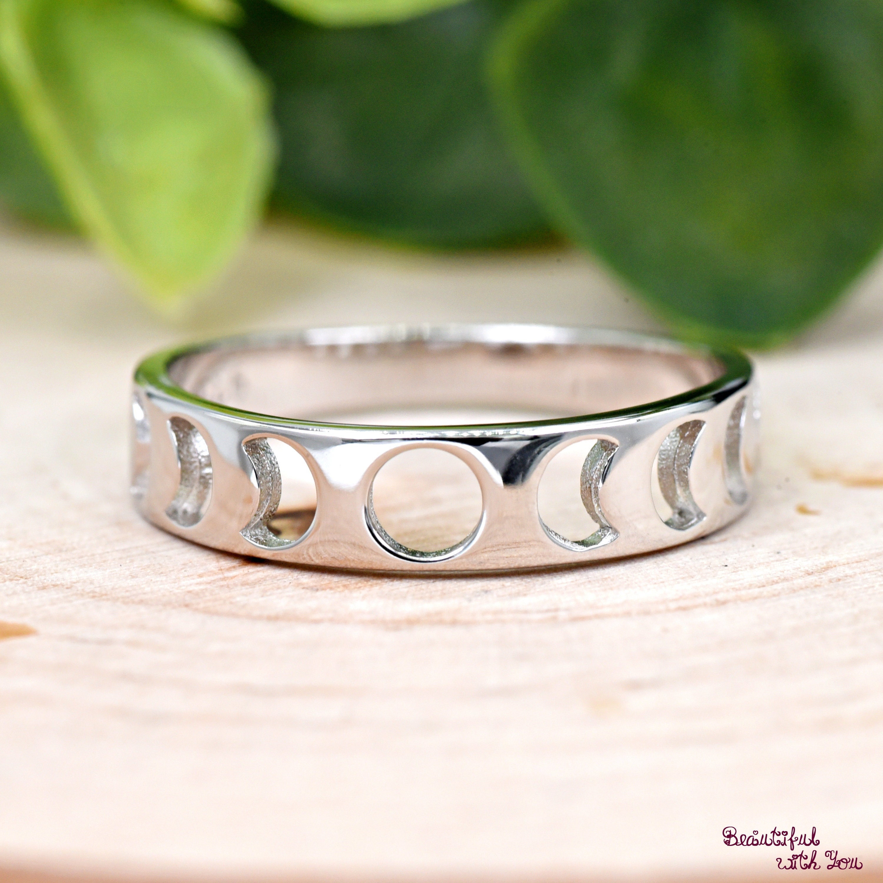 Cut Out Moon Phases Ring 5mm Sterling Silver Moon Thumb Ring - Etsy