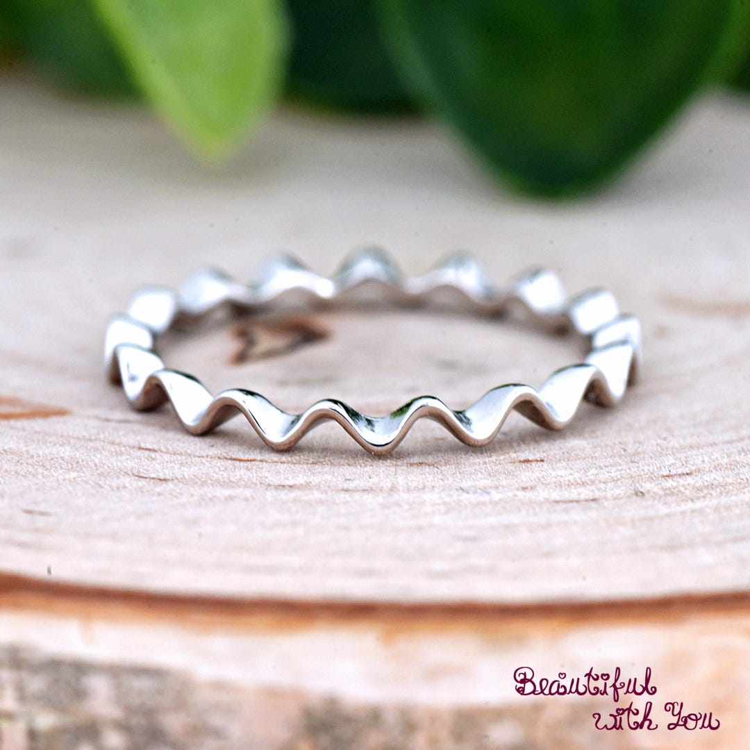 Simple Minimal Squiggle Wavy Ring, Trendy Stackable Womens Ring, 925 ...