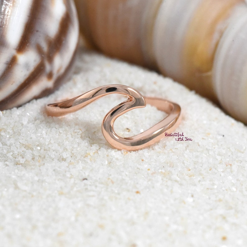 Sterling Silver Beach Jewelry Wave Ring Wave Ring Womens | Etsy
