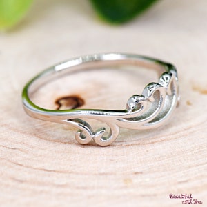 Swirl Waves Ring, Unique Filigree Style Waves Ring, Solid 925 Sterling ...